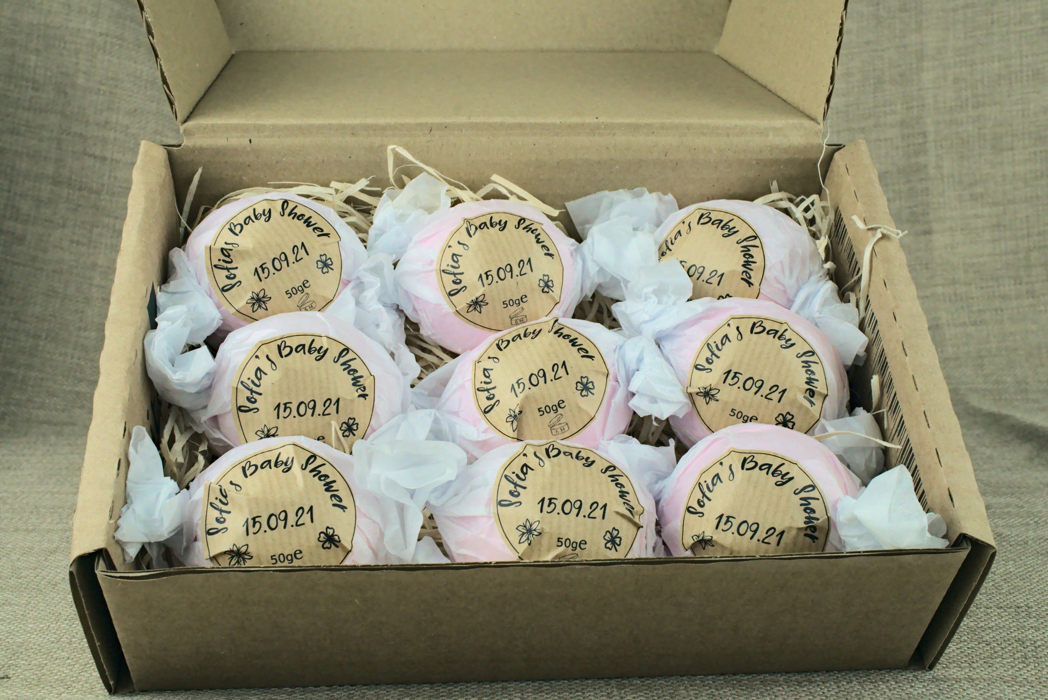 Personalised Baby Shower Bath Bombs Soapy Bubbly